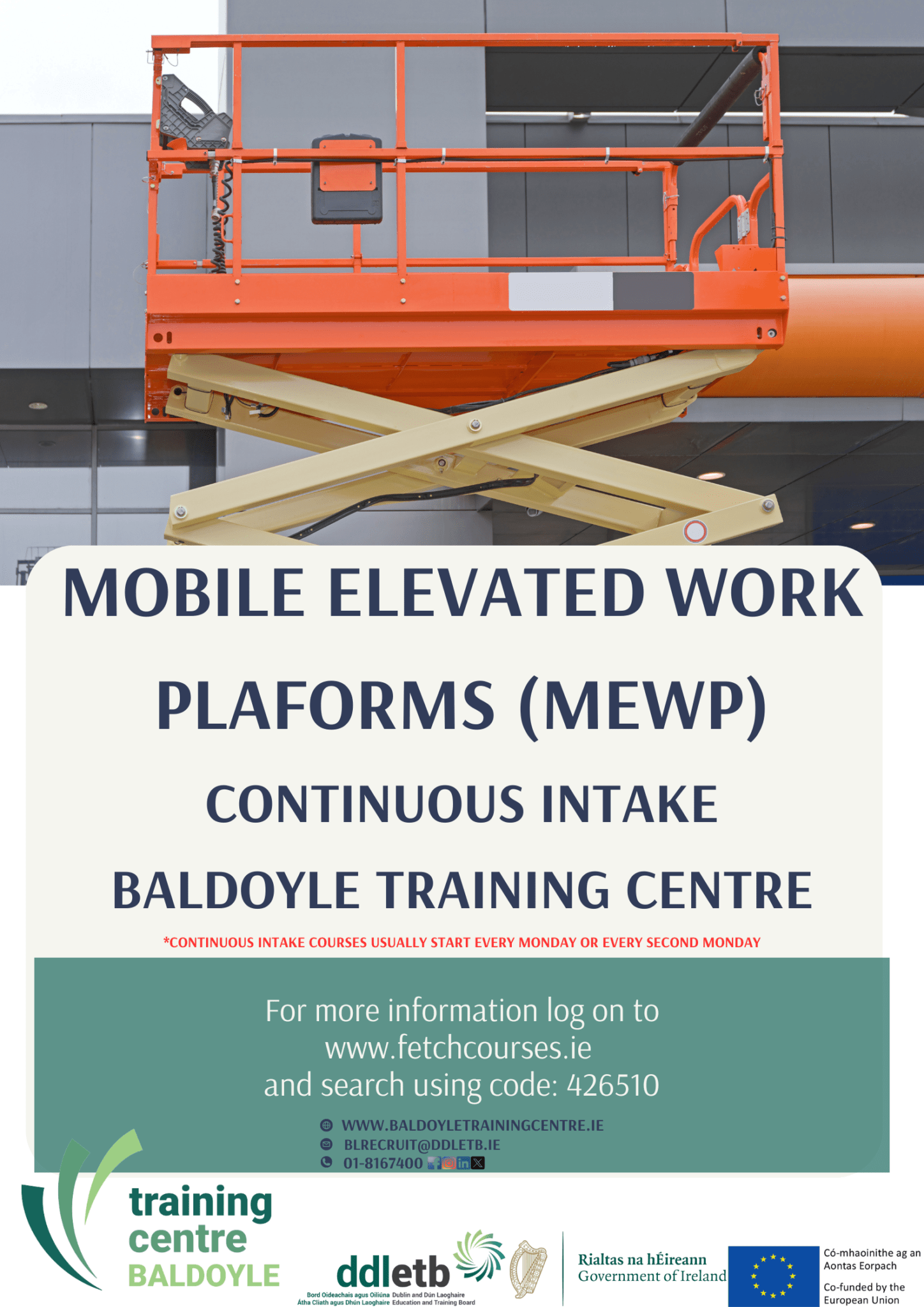 Mobile Elevated Work Plaforms (MEWP) - Baldoyle Training Centre
